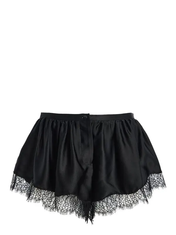 Françoise Lisette Ruffled Silk Mini Shorts - Black