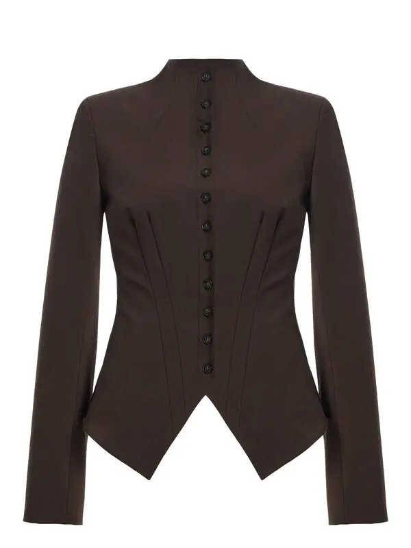 Staud Adrian Twill Jacket - Brown