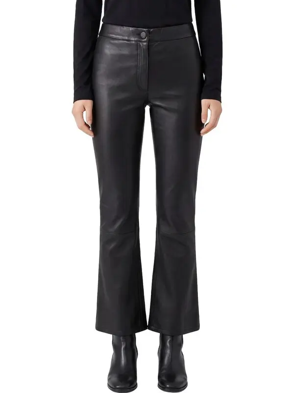ARMA Mid-rise Flared Pants In Lambskin Leather With Welt Pockets - Black