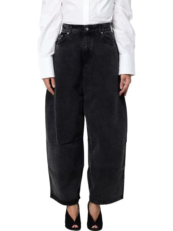 Paul Smith High-waisted 5-pocket Wide Leg Jeans In Cotton Denim - Black