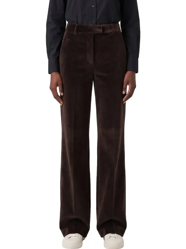 CIRCOLO 1901 High-waisted Flared Velvet Pants - Brown