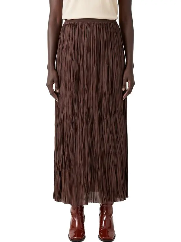ROBERTO COLLINA High-waisted Pleated Crêpe Midi Skirt - Dark
