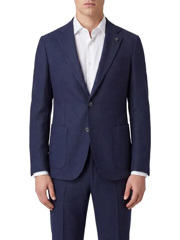 LARDINI Single-breasted Merino Wool Blazer With Two-button Closure - Blue