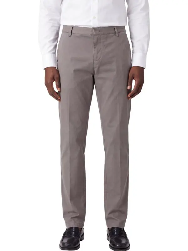 DONDUP Slim Fit Cuffed Stretch Cotton Chino Trousers - Grey