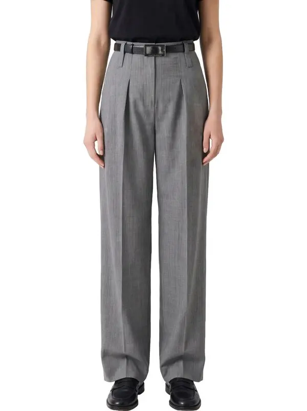 Elisabetta Franchi High-waisted Virgin Wool Palazzo Pants - Grey