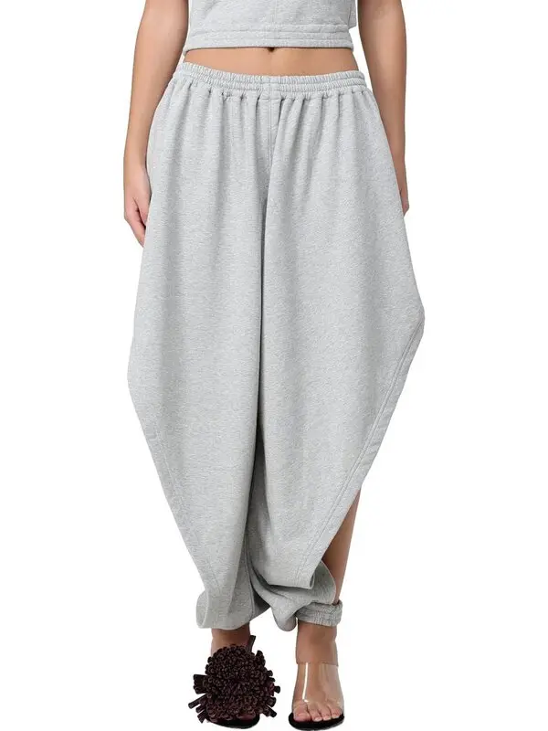 Alaïa Wide-leg Jogging Pants In Cotton Blend With Cut-outs - Grey