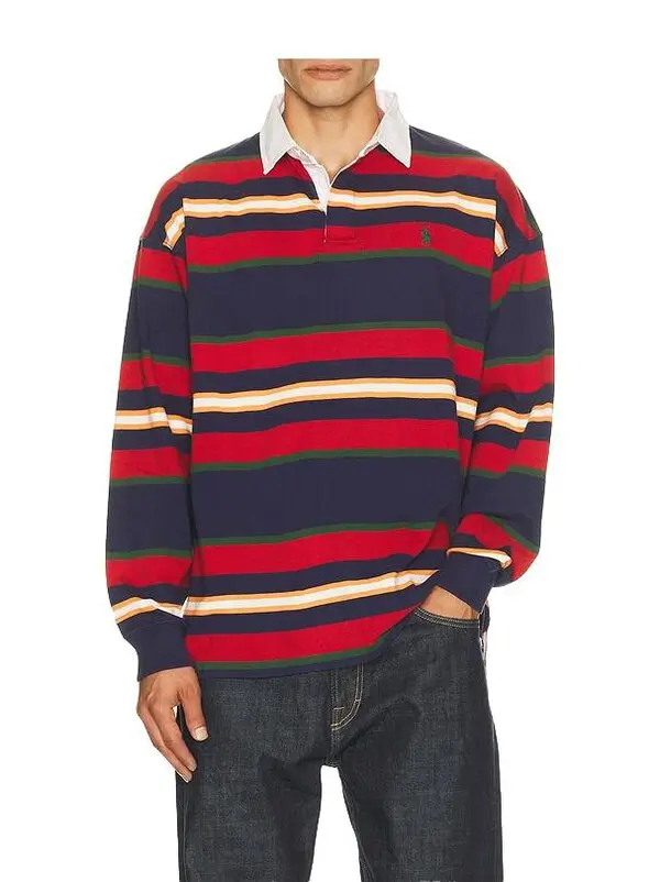 Polo Ralph Lauren Long Sleeve Yarn Dyed Cotton Rugby Polo Sweater In . Also - Multi