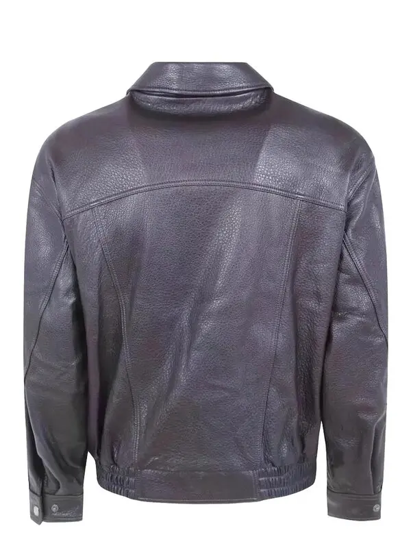 DUNST Elasticated-hem Leather Jacket - Brown