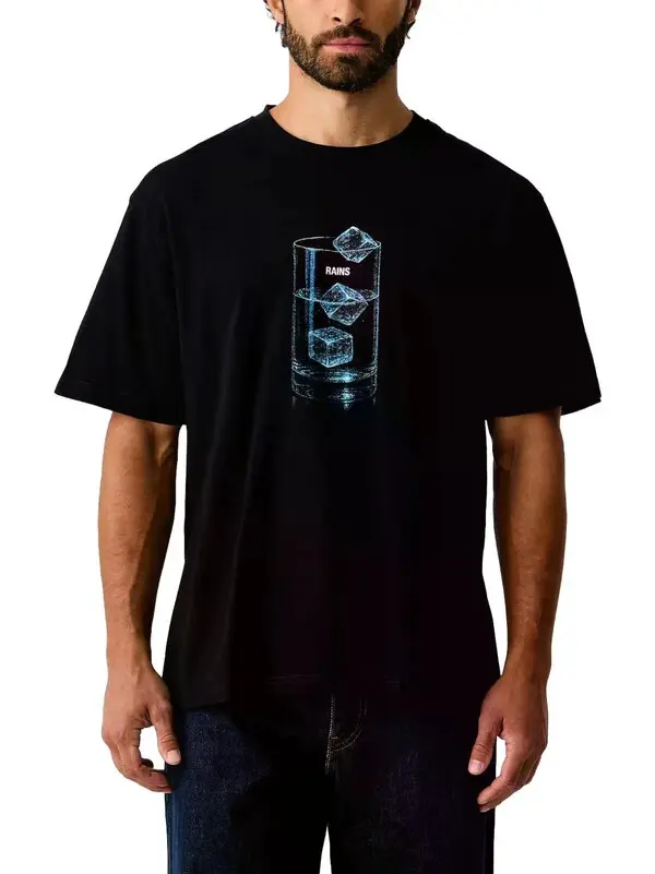 Rains Cubes Cotton T-shirt - Black