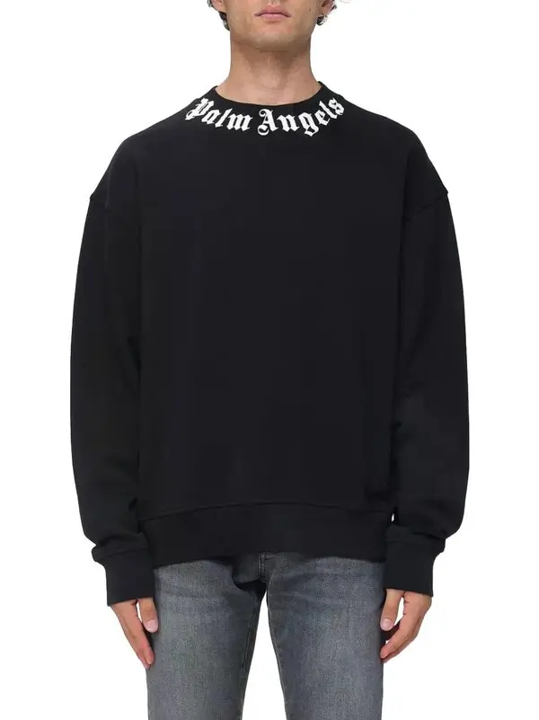 Palm Angels Logo-neck Sweatshirt - Black