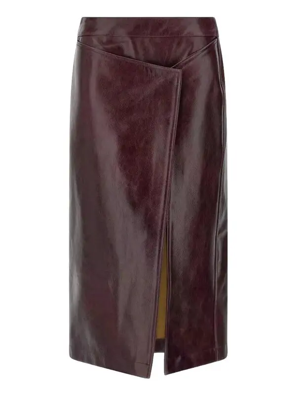 ARMARIUM Ember Asymmetric Leather Midi Skirt - Red
