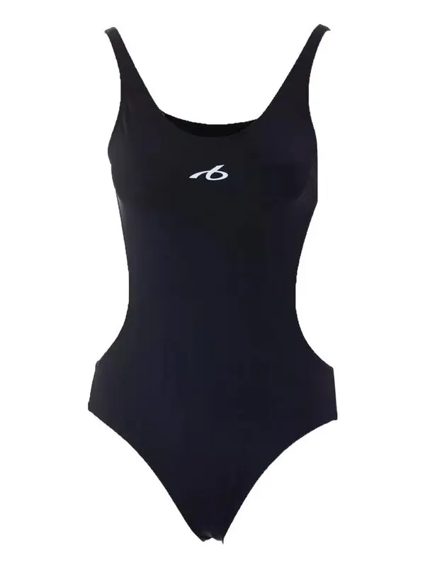 Balenciaga Logo-print Cut-out Swimsuit - Black