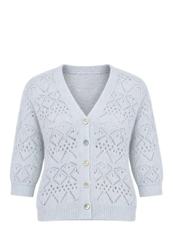 LUELLA FASHION Morven Mohair Blend Lace Knit Cardigan Silver - Grey