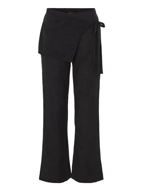 PAR Y ESCALA Straight Leg Wrap Waist Dina Pants - Black