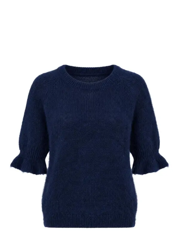 LUELLA FASHION Inverness Mohair Blend Fluted Tank Top Navy - Blue