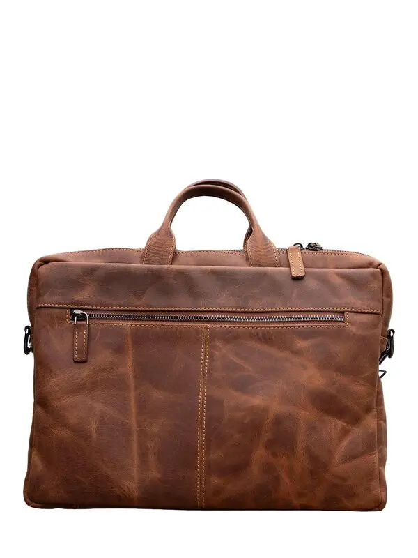 LEATHERE Classic Leather Laptop Bag Dark Hollywood - Brown