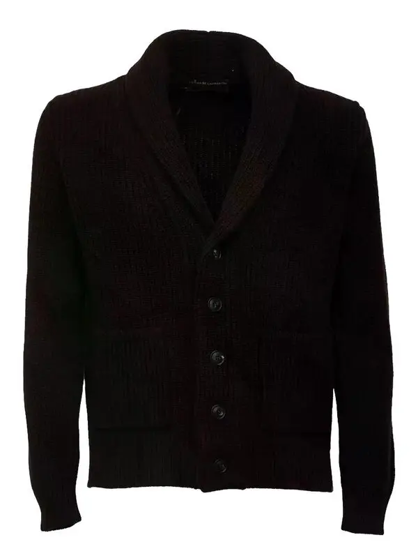 FILIPPO DE LAURENTIIS Shawl-collar Ribbed-knit Cardigan - Brown