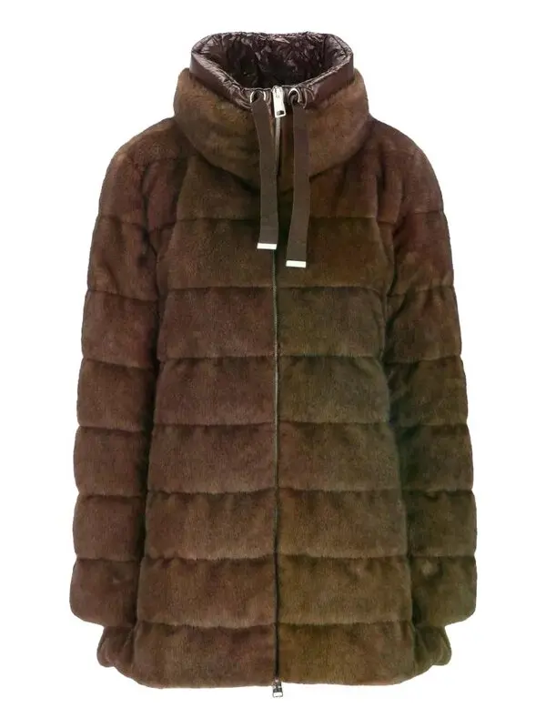 Herno Quilted Faux-fur Coat - Brown