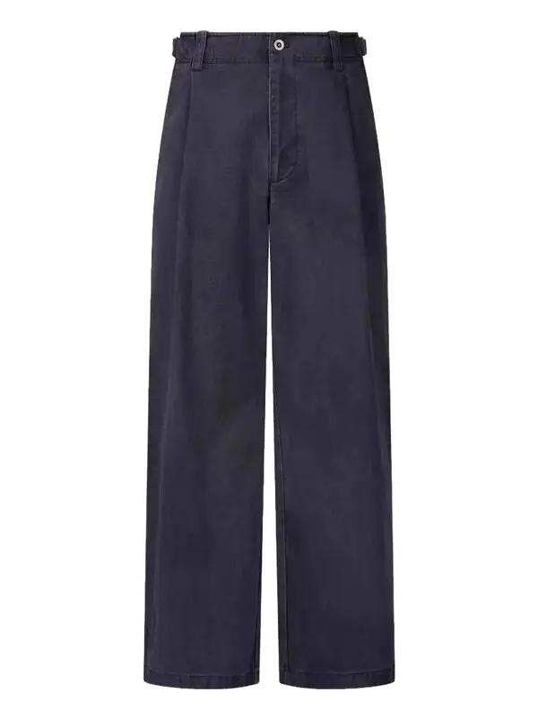 STUDIO TOMBOY Washed Pleated Straight-leg Trousers - Blue