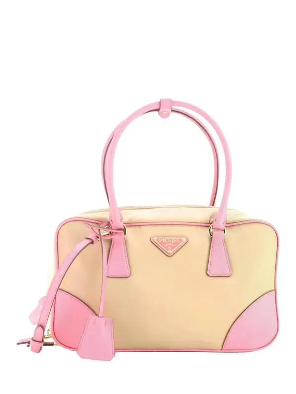 Prada Re-edition 1978 Two Handle Bag Re-nylon With Saffiano Leather Medium Satchel - Neutrals
