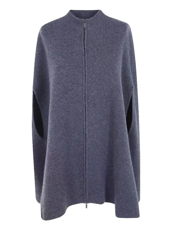 GENTRYPORTOFINO Zip-up High-neck Cape - Grey