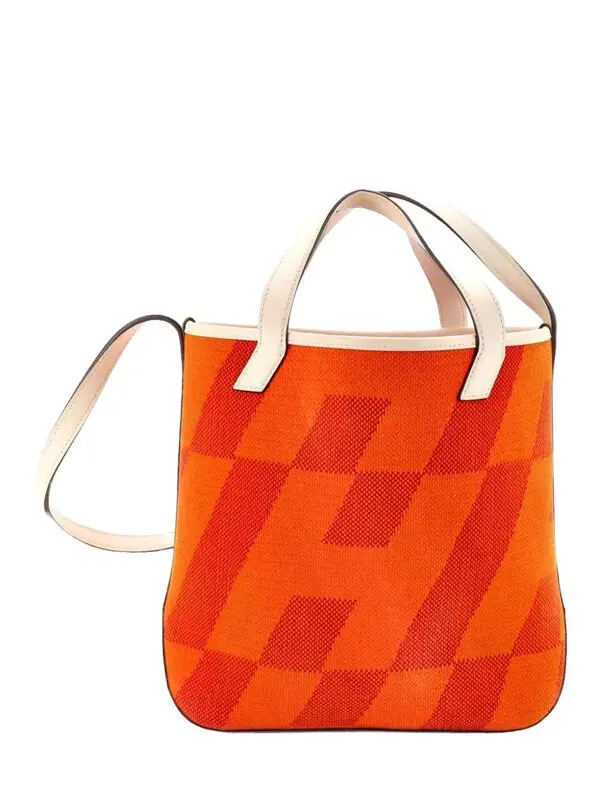 Hermès Cabas H En Biais Tote Canvas With Leather 27 Shoulder Bag - Neutrals