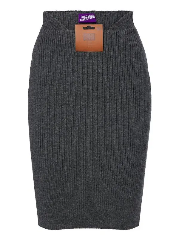 JEAN PAUL GAULTIER Wool-blend Pencil Skirt - Grey
