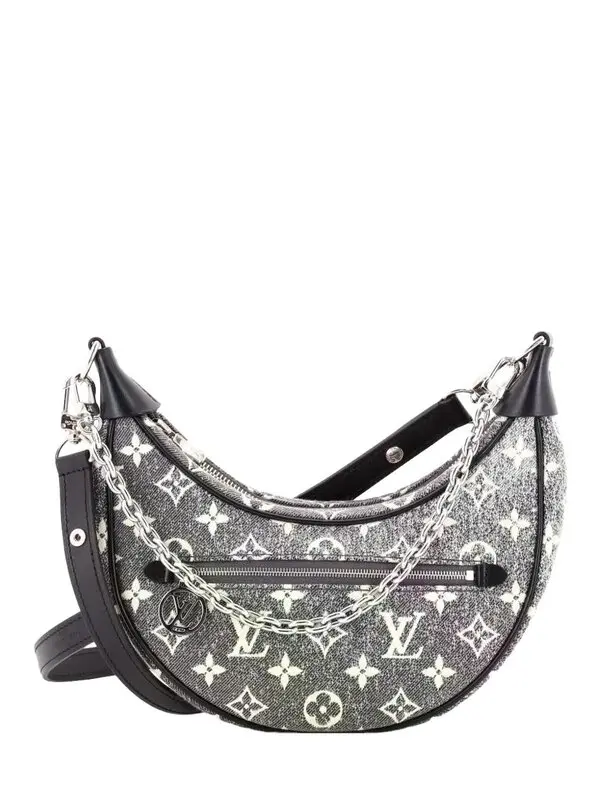 LOUIS VUITTON Loop Handbag Monogram Jacquard Denim Hobo Bag - Black