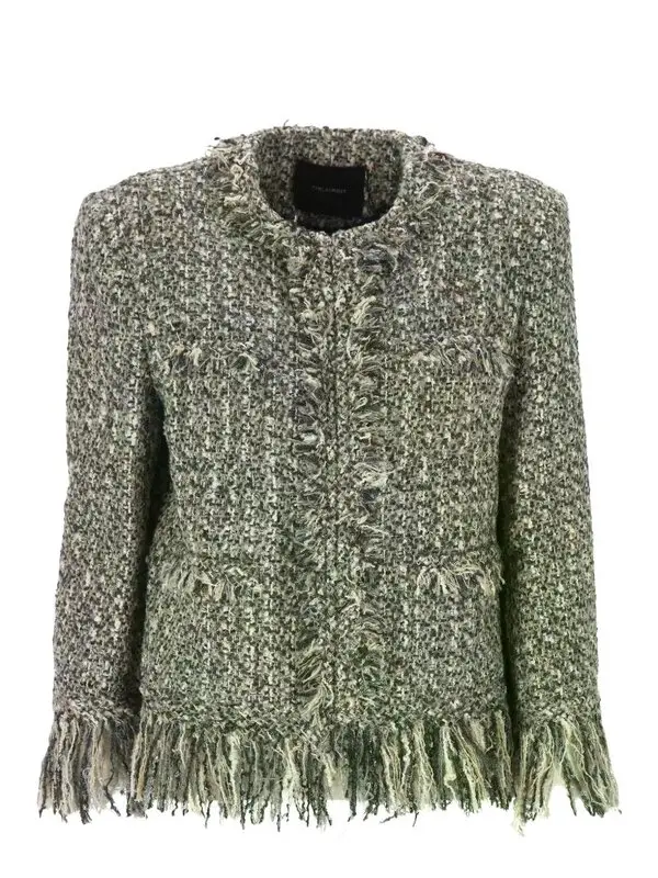 THELAURENT Fringed Tweed-effect Jacket - Grey