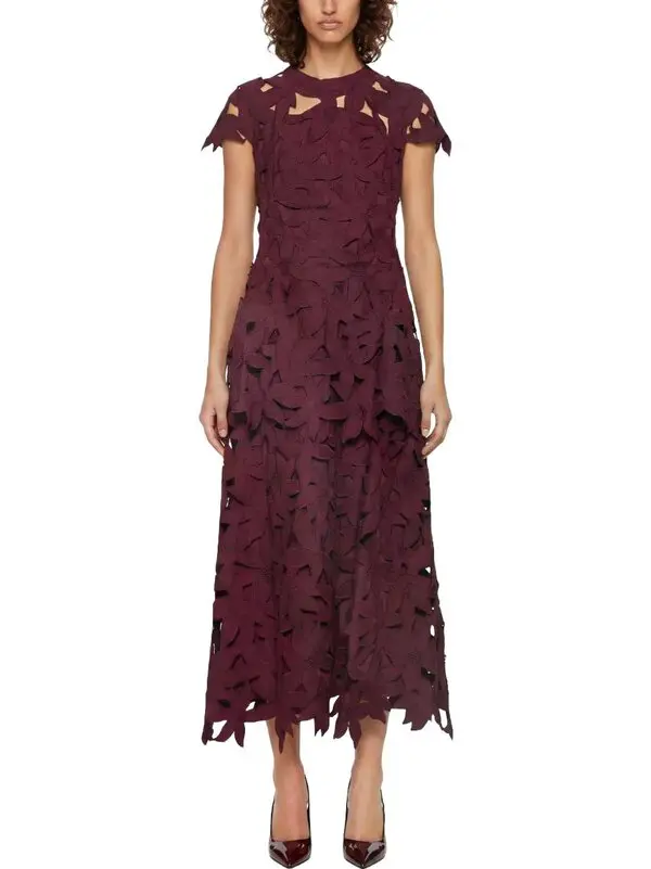 Simkhai Joanna Floral-cutout Layered Midi Dress - Red