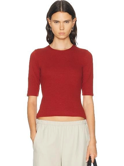 LESET Lauren Mid Sleeve Tee - Rust