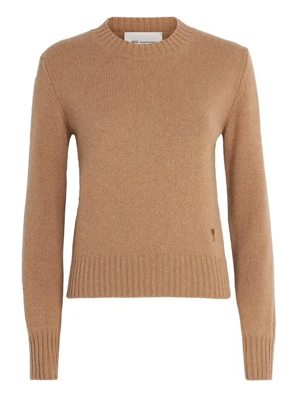 AMI Paris Cashmere-wool De Coeur Sweater - Brown