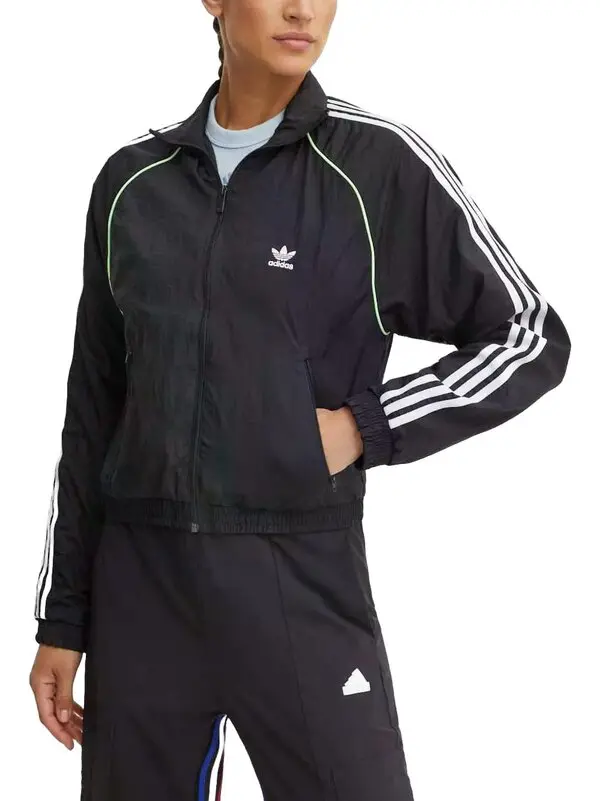 Adidas Side-stripe Zip-up Sweatshirt - Black