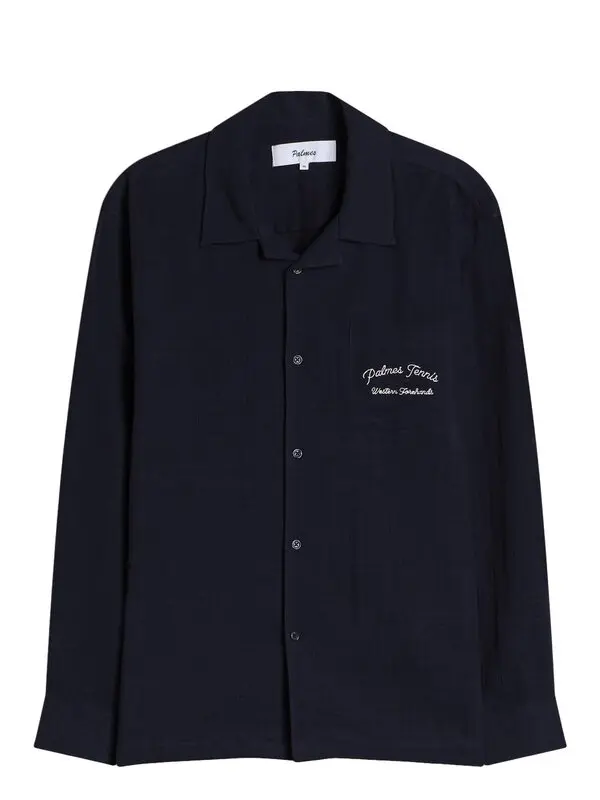 PALMES Western Camp Collar Shirt - Navy