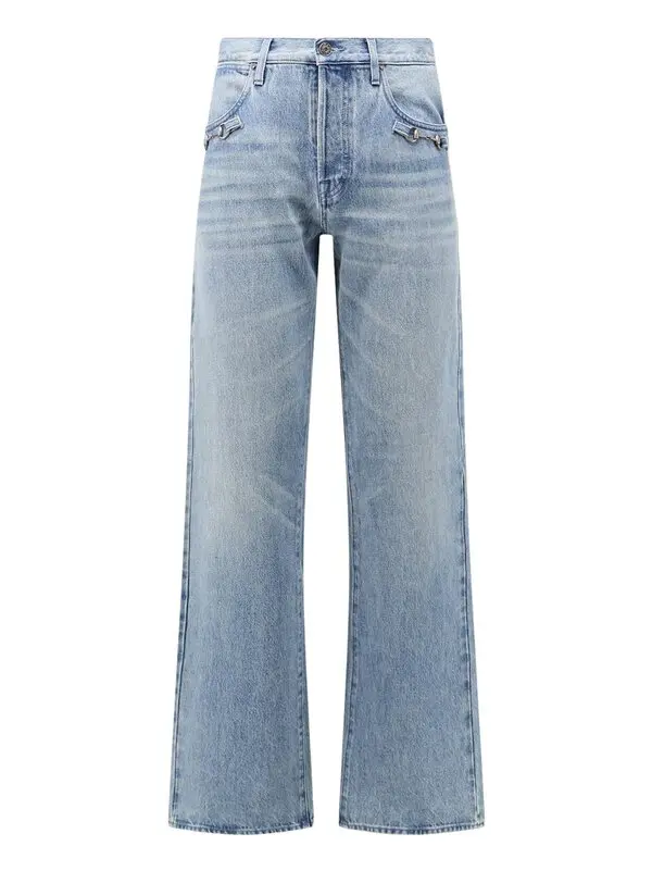 Gucci Stonewashed Cotton Denim Jeans - Blue