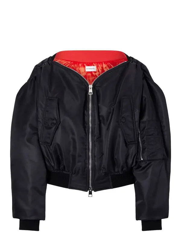 Givenchy Padded Off-the-shoulder Bomber Jacket - Black
