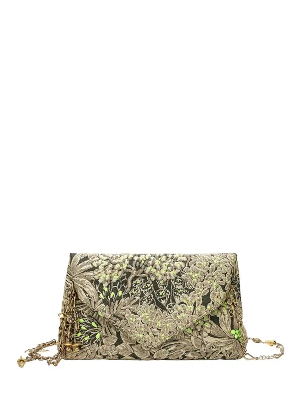 Dries Van Noten Jacquard Fabric Bag With Floral Pattern - Metal
