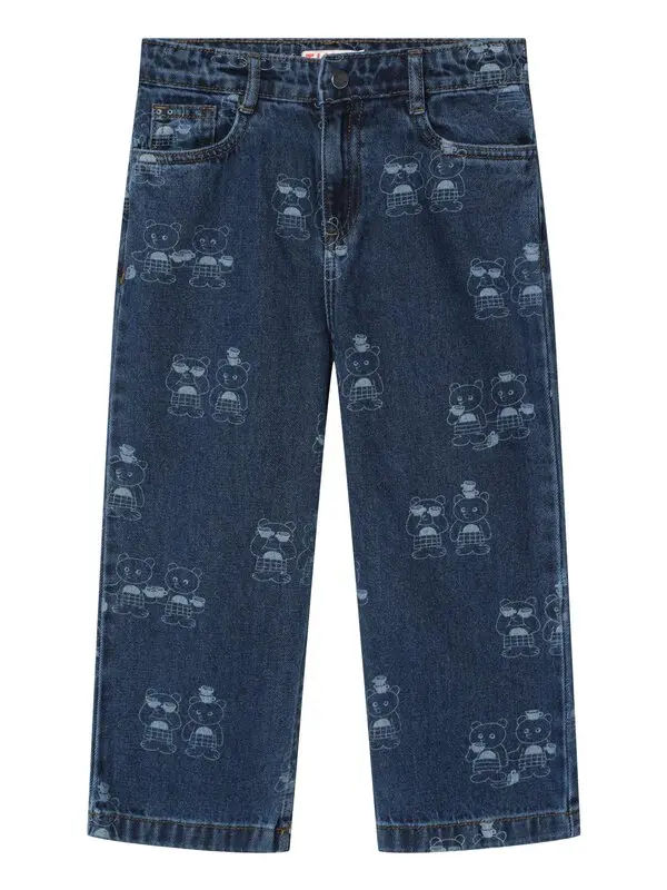 TINYCOTTONS Dark Jeans With Bear Print - Blue
