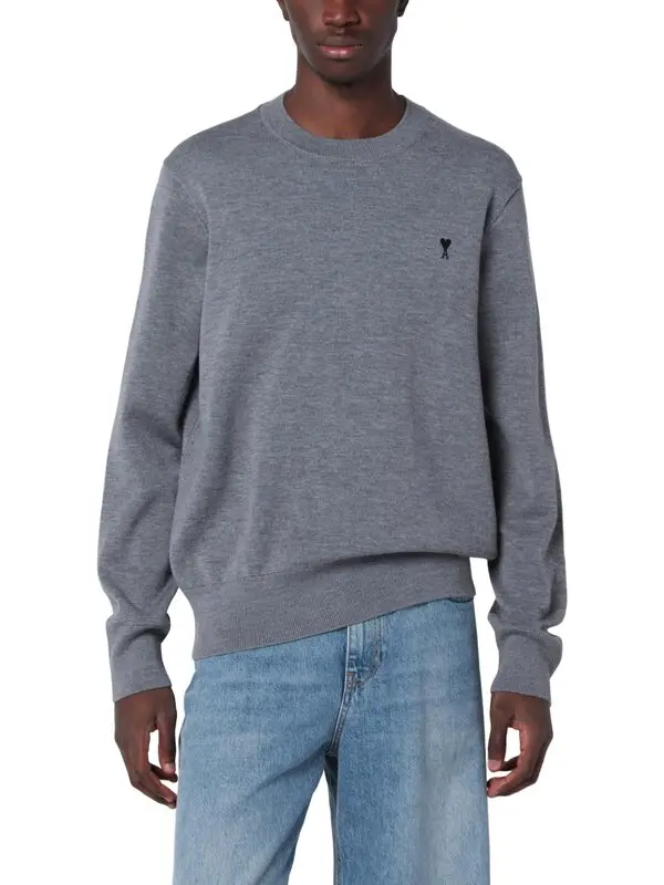 AMI Paris De Coeur Sweater - Grey