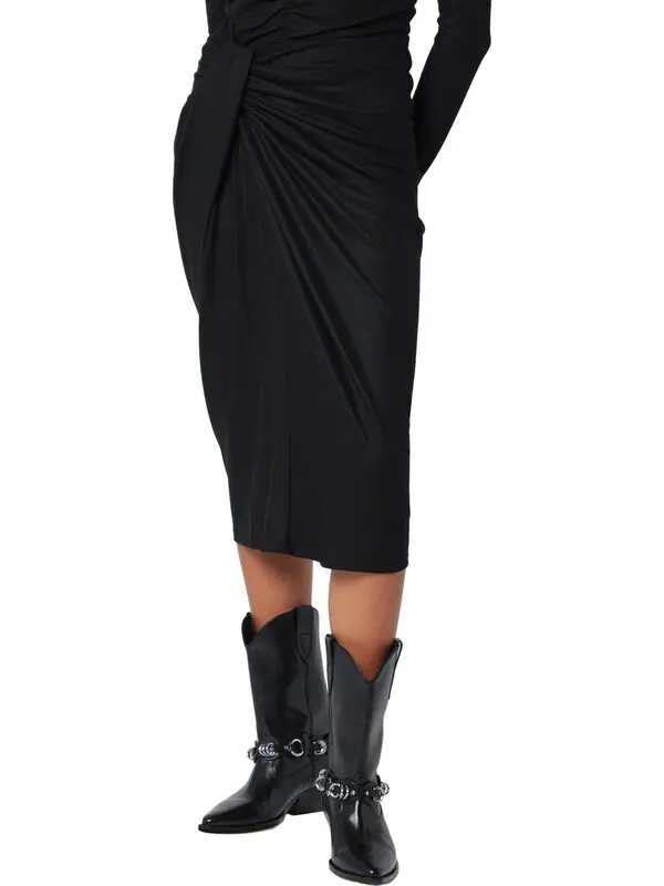 Isabel Marant Étoile Jeldia Midi Skirt In Flannel Jersey - Black