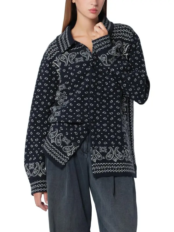 Guest In Residence Midnight Wild Rag Shirt-style Cardigan In Cashmere - Blue