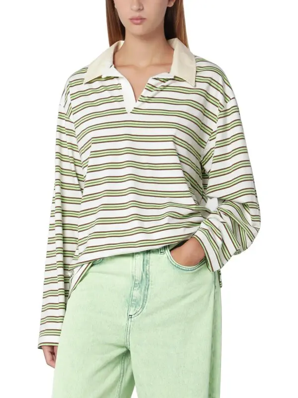 SANDERLAK Striped Cotton Jersey Rugby Polo - Multicolor