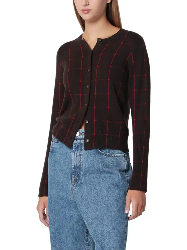 Guest In Residence Jane Checker Dark Brown/red Cardigan - Multicolor