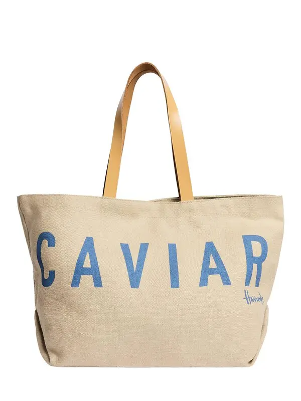 Harrods Jute Caviar Tote Bag - Neutral