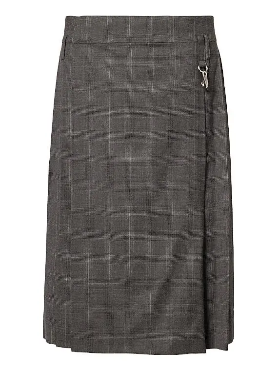 Simone Rocha Tailored Checked Wool-blend Kilt - Peat