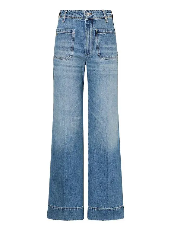 Victoria Beckham Alina Wide-leg Cotton Denim Jeans - Worn Blue Wash