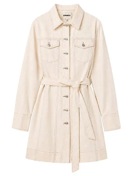 OMNES Vera Cotton Denim Mini Dress - Ecru