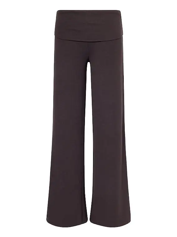 TALA 365 Rib Folded-waist Flared Jersey Trousers - Espresso