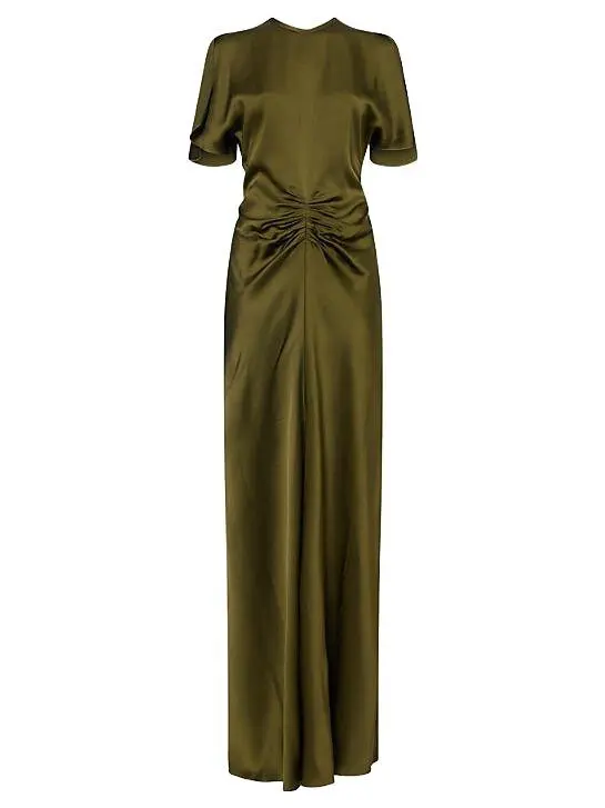 Victoria Beckham Isabella Crepe-back Satin Gown - Marsh Green