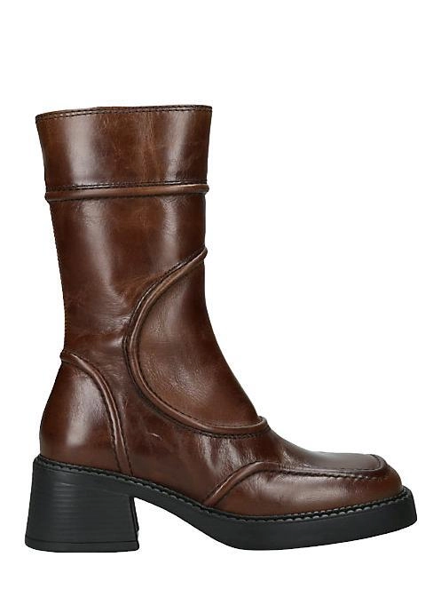MIISTA Malene Leather Heeled Ankle Boots - Brown